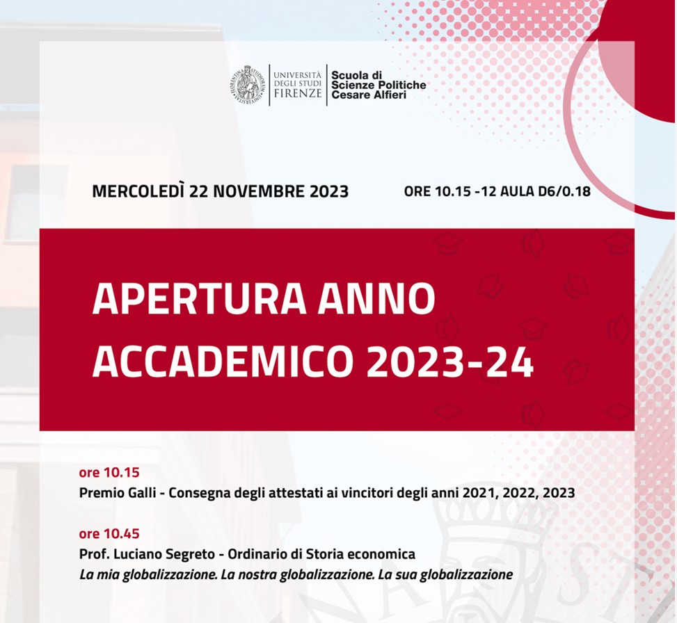 Apertura anno accademico 2023/2024 | News | Scuola di Scienze Politiche "Cesare Alfieri" | UniFI